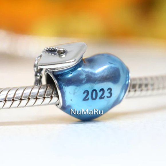 Pandora | Jewelry | Pandora Blue 223 Graduation Heart Charm 792590c0 ...